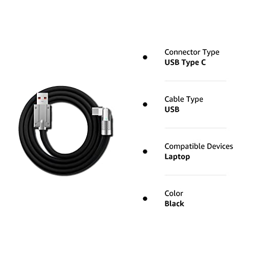Recyphi Chubby Gamer 180° Rotating Fast Charge Cable USB to C Cord LED Flexible Rotary Connector Durable Thick Rubber Safety Charging, Laptop