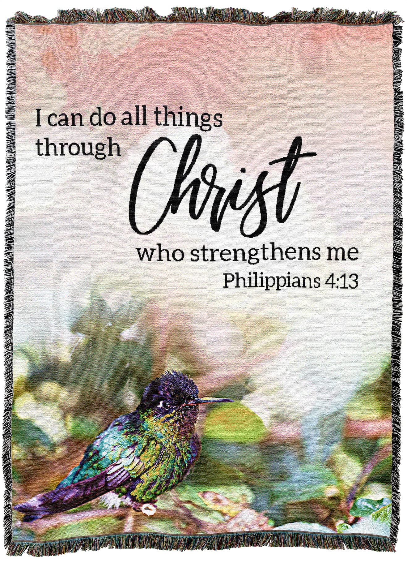Pure Country Weavers All Things Through Christ Blanket - Philippians 4:13 - Religious Bird Gift Tapestry Throw Woven from Cotton - Made in The USA (72x54)