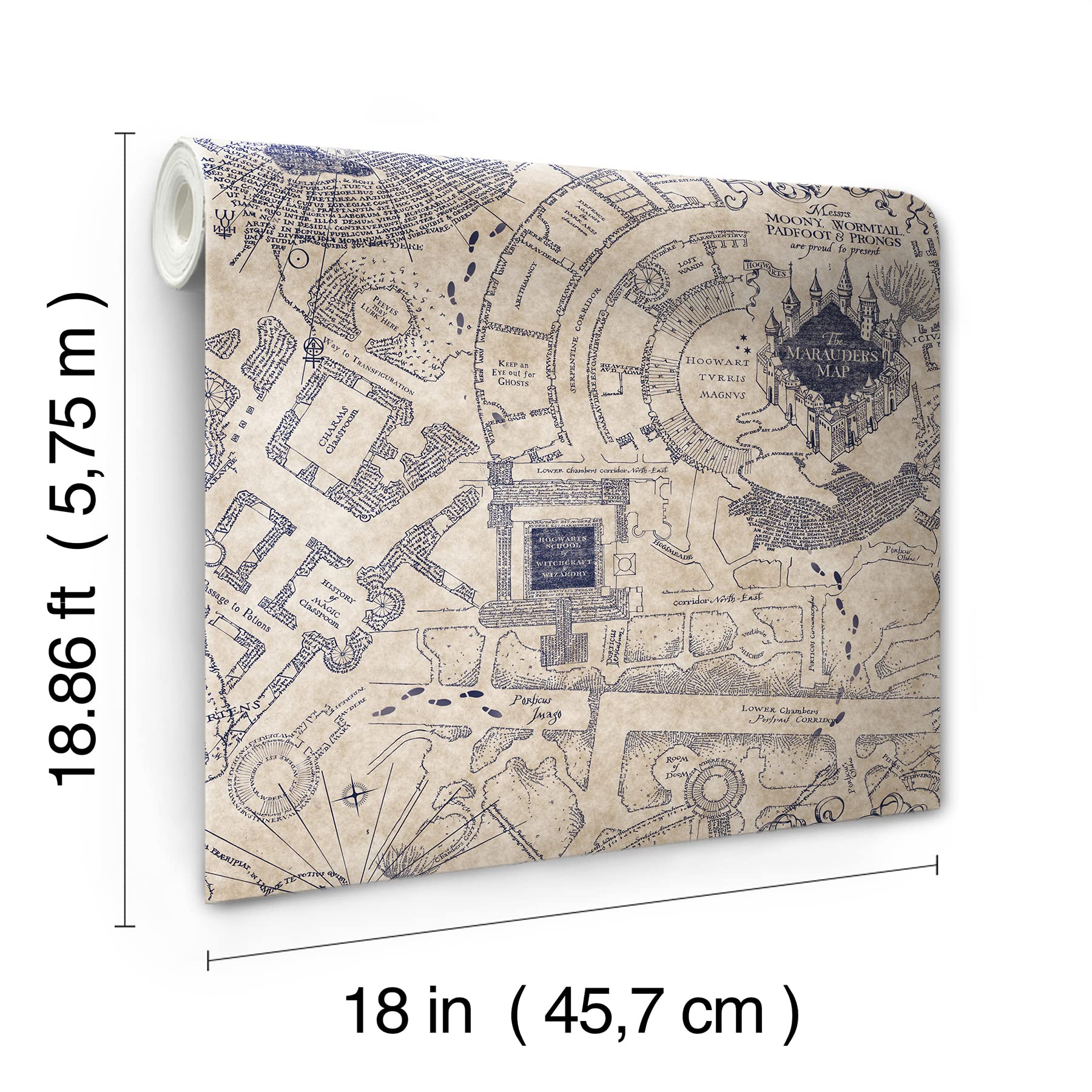 RoomMates RMK12436RL Blue Harry Potter Marauder's Map Peel and Stick Wallpaper