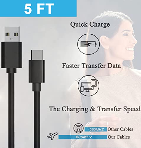 USB Type C Charger Charging Cable for New Jitterbug Flip 2 and New Jitterbug Lively Smart 3 - (5Ft) (Not Compatible with The Old Version Micro Port)
