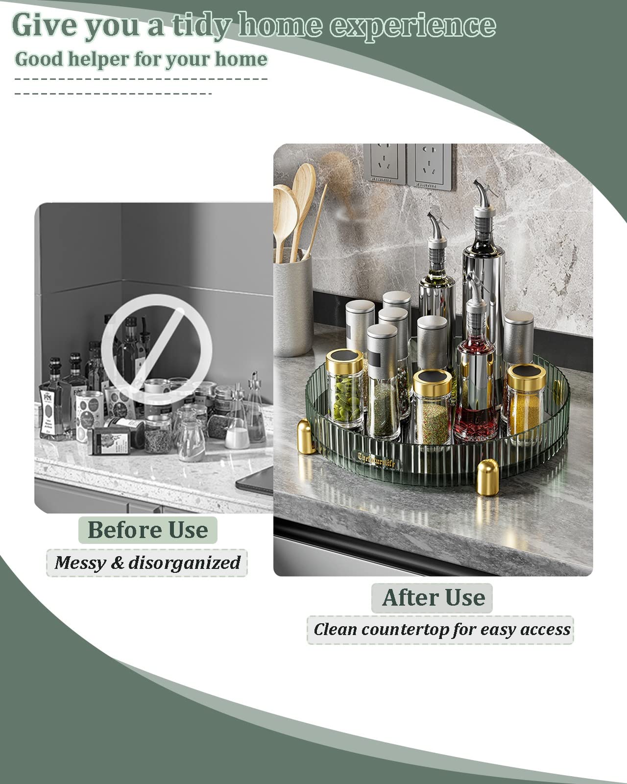 Cosmetic Display Cases,Spinning Lazy Susan Rotating Spice Rack Pallet, Makeup Organizer Stands Holder For Bathroom Bedroom Dresser Vanity Serving Tray For Holidays Home Party Decorations