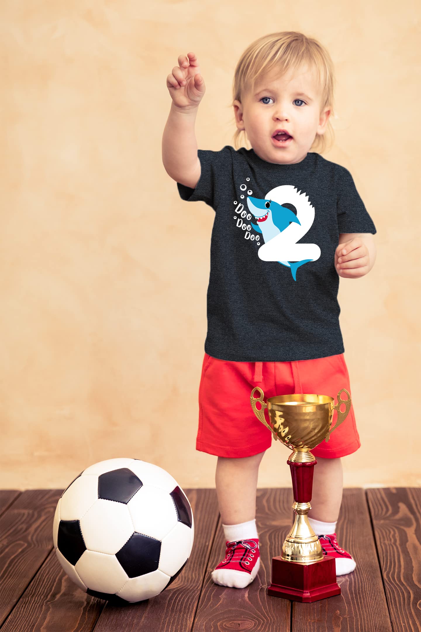 2nd Birthday Shirt boy Baby Shark Second Two 2 Year Old Toddler Outfit Shark doo (US, Age, 3 Years, Charcoal Black - Blue Shark)