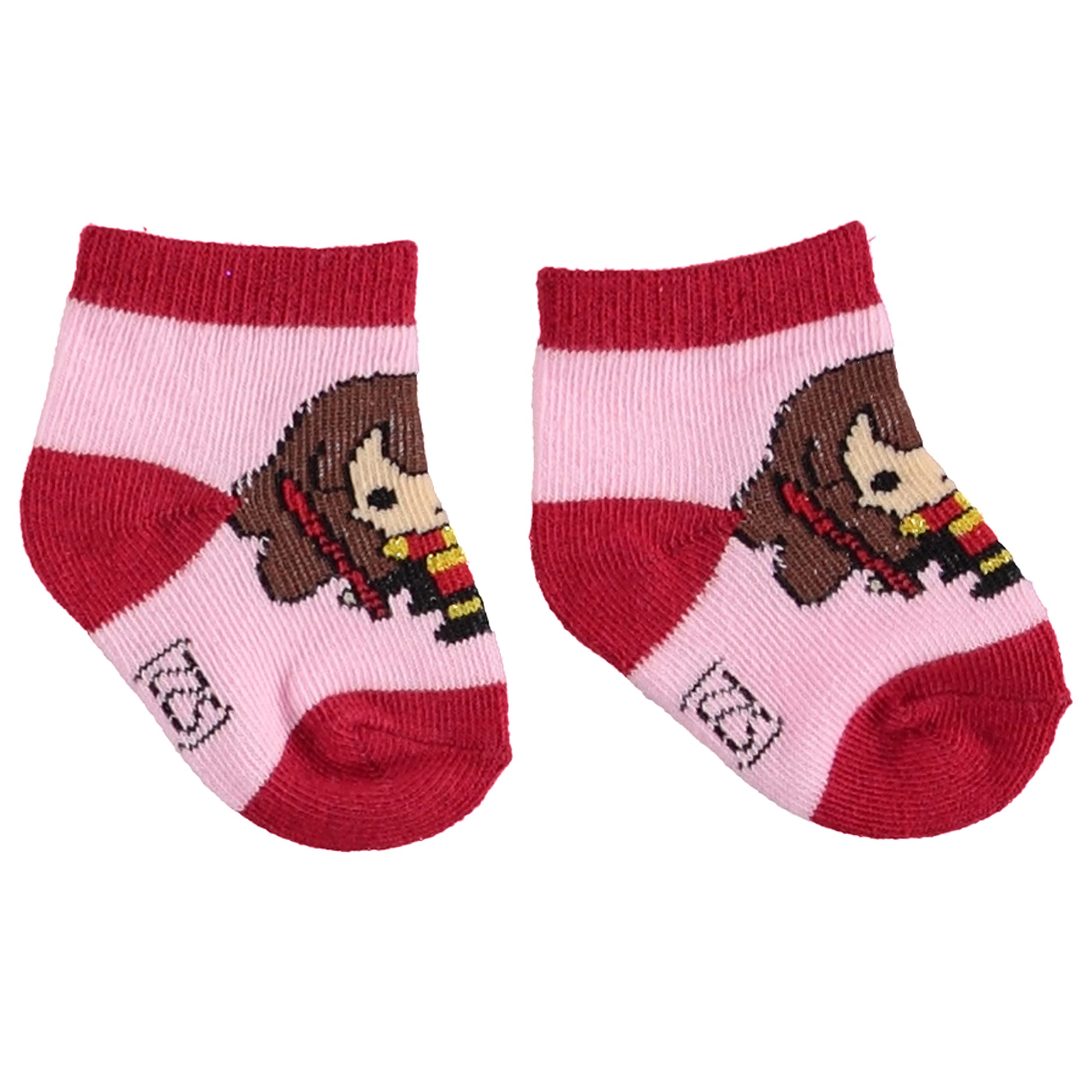 Harry Potter Baby Girls' Bodysuit, Knotted Cap & Socks Gift Set (Pink/Red/Yellow, 6-9 Months)