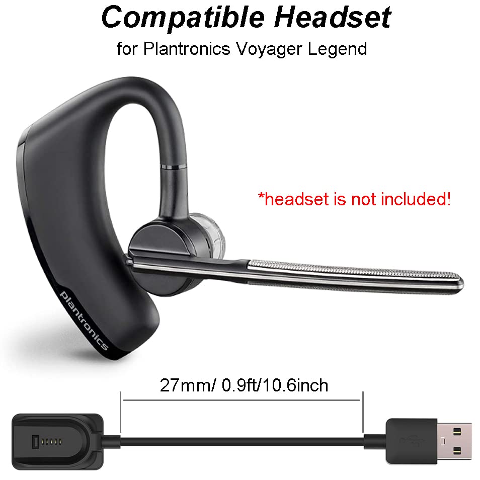 Emilydeals Charger for Plantronics Voyager Legend, Replacement USB Charging Cable Cord for Voyager Legend Headset [27cm/0.9ft] (1)