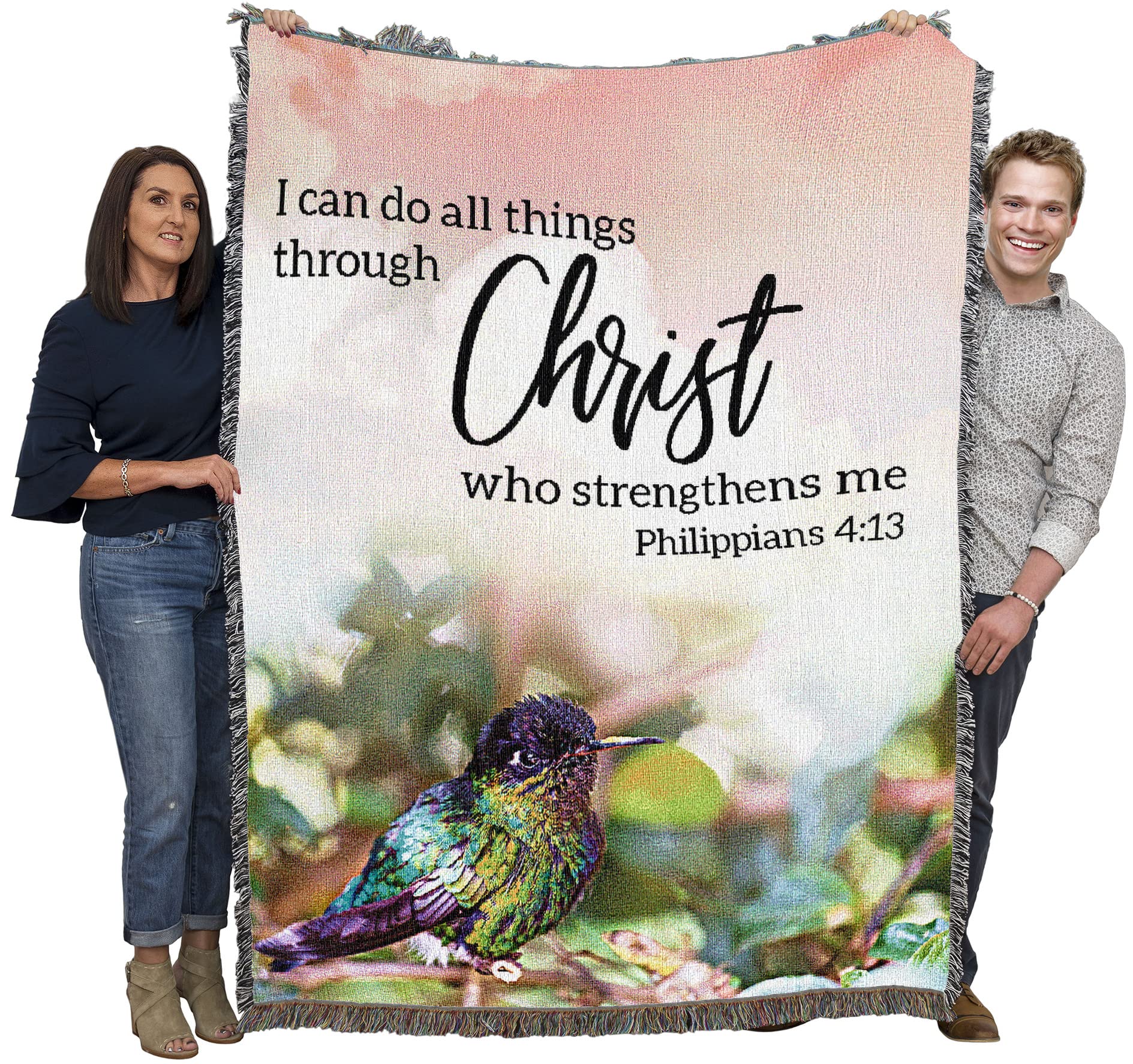 Pure Country Weavers All Things Through Christ Blanket - Philippians 4:13 - Religious Bird Gift Tapestry Throw Woven from Cotton - Made in The USA (72x54)