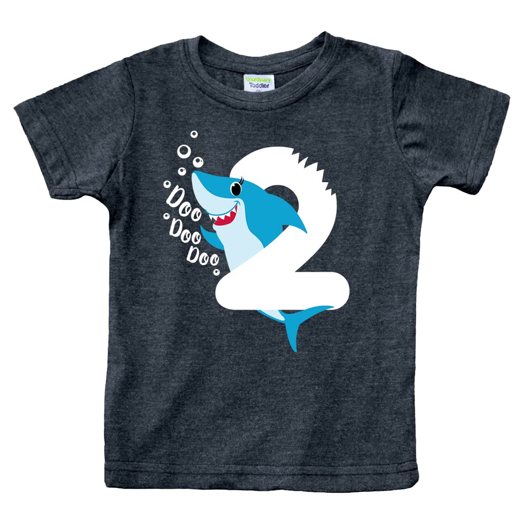 2nd Birthday Shirt boy Baby Shark Second Two 2 Year Old Toddler Outfit Shark doo (US, Age, 3 Years, Charcoal Black - Blue Shark)