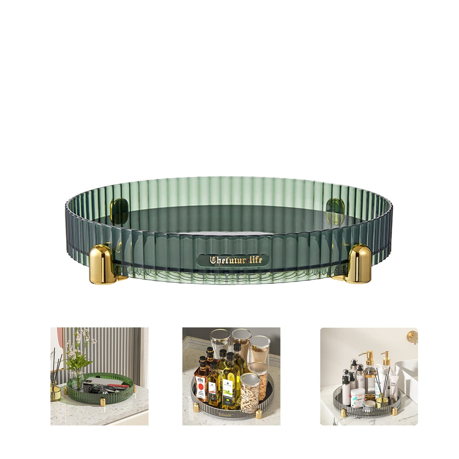 Cosmetic Display Cases,Spinning Lazy Susan Rotating Spice Rack Pallet, Makeup Organizer Stands Holder For Bathroom Bedroom Dresser Vanity Serving Tray For Holidays Home Party Decorations