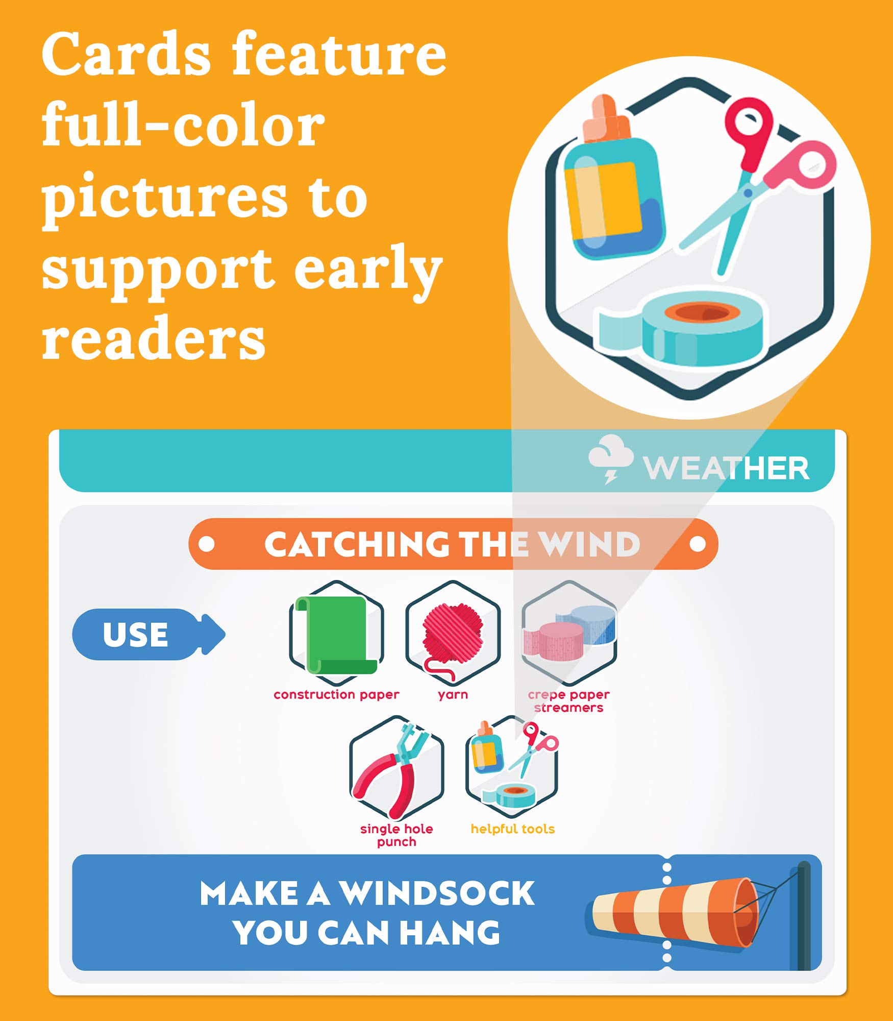 Carson Dellosa STEM Challenges, Jr. Learning Cards, 31 pc. Science Kits for Kids 4-6, STEM Kits for Kids 4+ Year Old, PreK-Grade 1 Hands-On Activity Cards for Plants, Animals, Weather and More