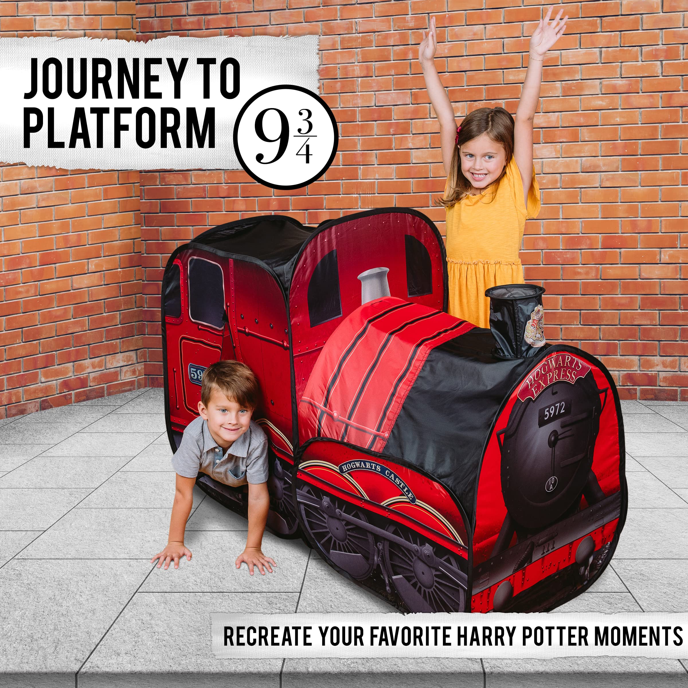 Harry Potter Hogwarts Express Pop Up Tent โ Easy to Setup Playhouse for Kids | Red Train Toy with Two Entrances โ Sunny Days Entertainment