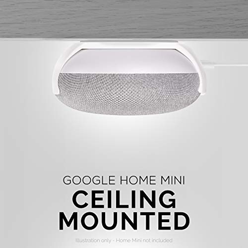 Screwless Wall & Ceiling Mount for Google Home Mini, Stick On Holder - Easy Install, No Tools, by Brainwavz (GMN01) (White)