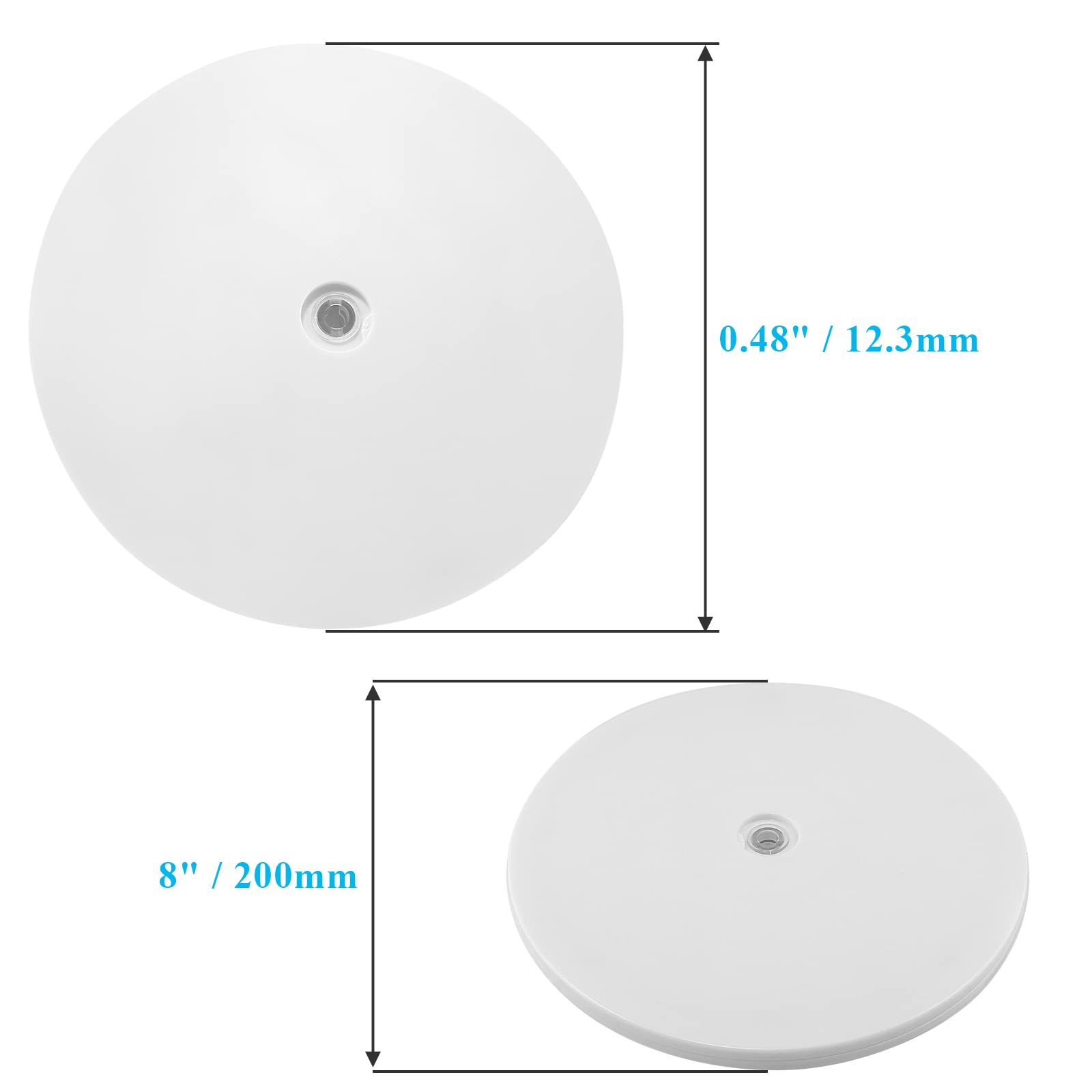 Jersvims 8 Inch Acrylic Turntable Platter, White Turntable Organizer Round Rotating Plate for Kitchen Pantry Cabinet Desk Rack Spice Cake Cookie Decorating