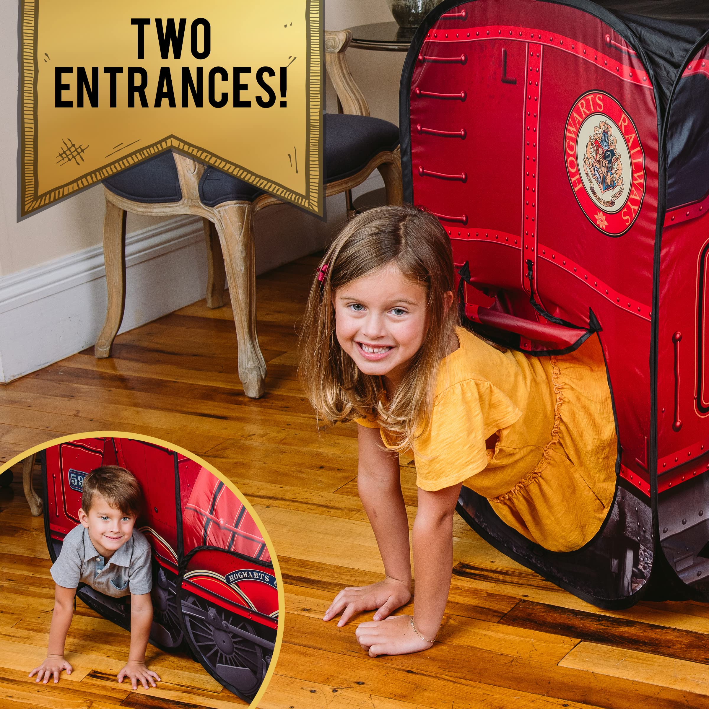 Harry Potter Hogwarts Express Pop Up Tent โ Easy to Setup Playhouse for Kids | Red Train Toy with Two Entrances โ Sunny Days Entertainment