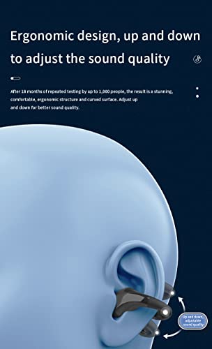 Wireless Ear Clip Bone Conduction Headphones Bluetooth Open Ear Waterproof Bluetooth Bone Conduction Earbuds Ear Clip Bone Conduction Head Set Painless Long Battery for Sports,Working,Driving Black