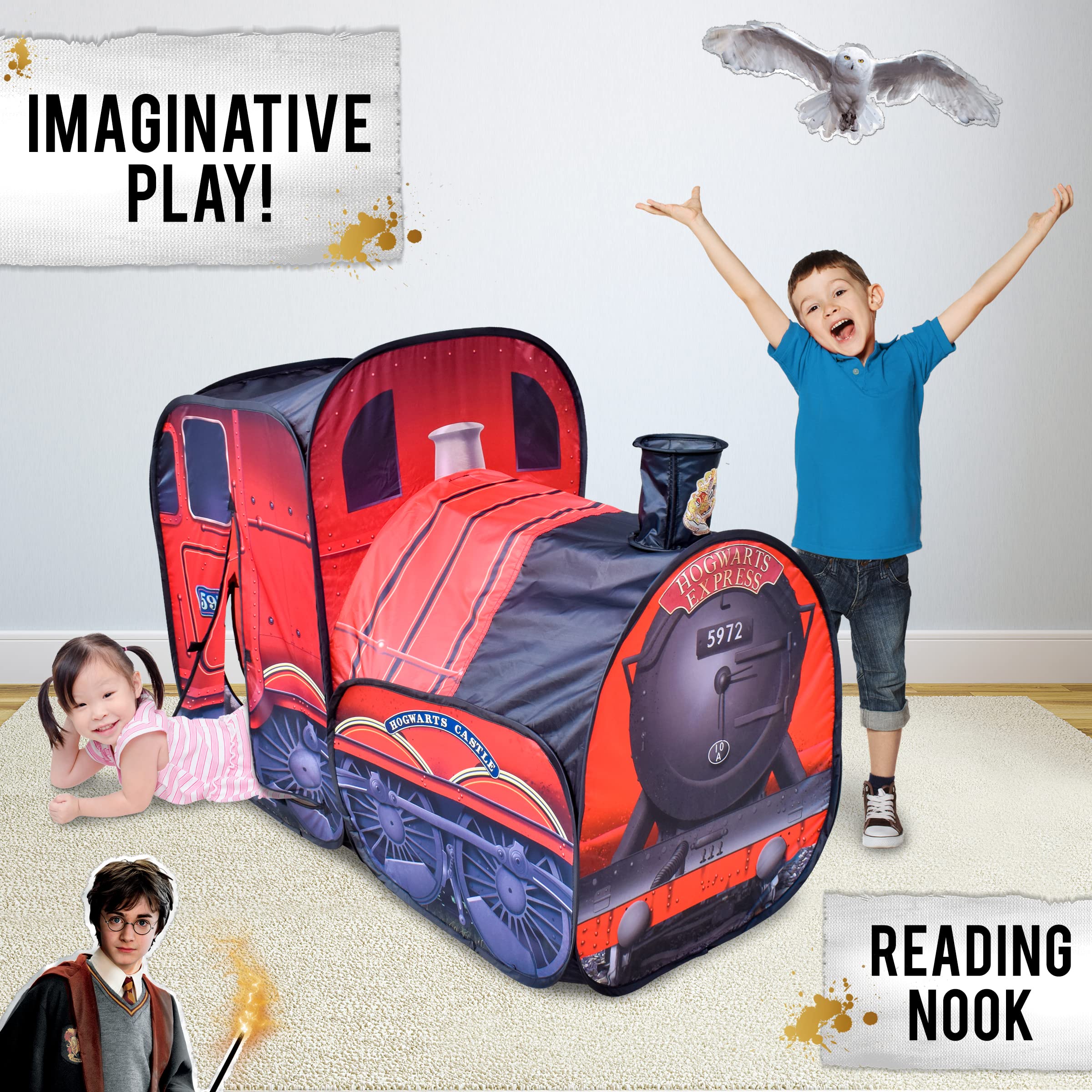 Harry Potter Hogwarts Express Pop Up Tent โ Easy to Setup Playhouse for Kids | Red Train Toy with Two Entrances โ Sunny Days Entertainment