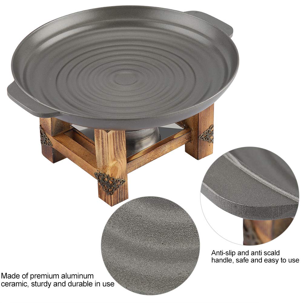 BBQ Round Roasting Tray, luminum Ceramic Plate Non Stick Grill Plate Barbecue Skewers Chafing Dish Party Buffet Pan Cookware for Barbecues, Camping, Durable and Reusable