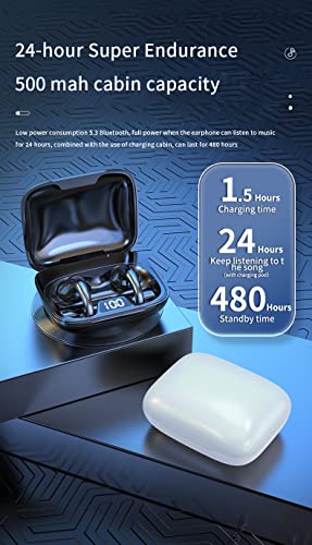 Wireless Ear Clip Bone Conduction Headphones Bluetooth Open Ear Waterproof Bluetooth Bone Conduction Earbuds Ear Clip Bone Conduction Head Set Painless Long Battery for Sports,Working,Driving Black