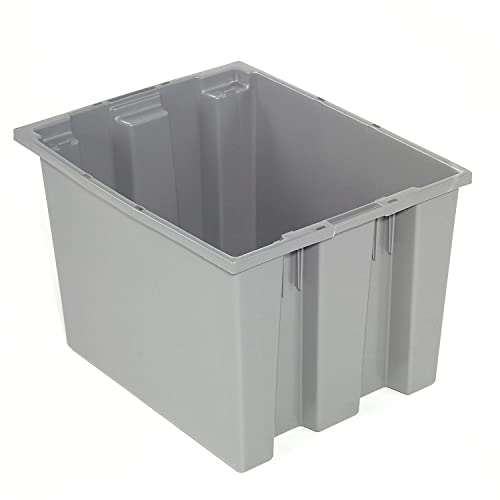 Stack And Nest Shipping Container No Lid, 19-1/2x15-1/2x10, Gray, Lot of 6
