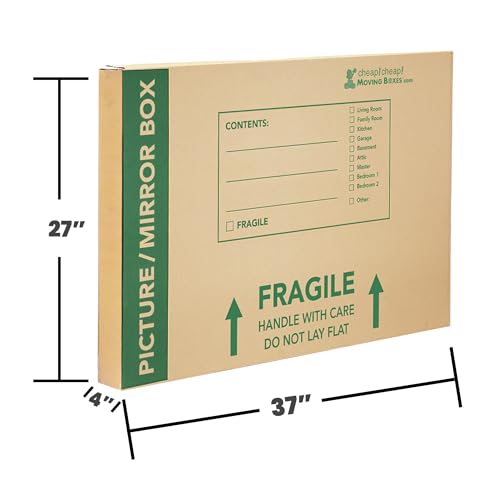 Picture/Mirror Moving Boxes - 37 x 4 x 27 inches, 8 Pack - Picture Boxes for Moving - Picture Moving Boxes - Cheap Cheap Moving Boxes