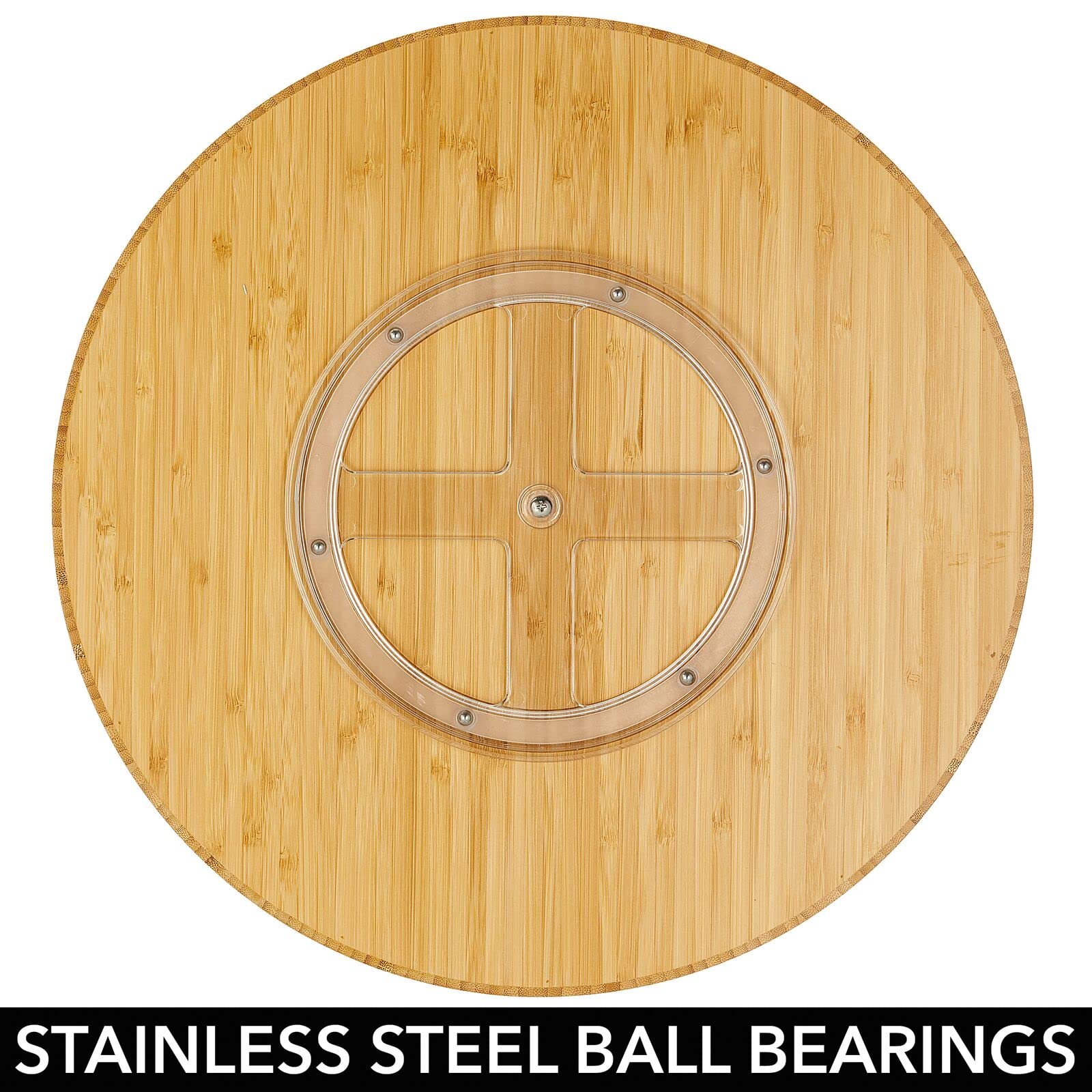 mDesign Lazy Susan Turntable Bamboo Spinner for Kitchen Cabinet, Pantry, Fridge, Cupboards, or Counter, Fully Rotating Organizer for Food, Spices, or Condiments, 15" Round, Echo Collection, Natural