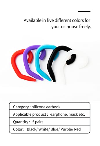 5 Pair KINBOOFI KBEAR Sports Silicone Earhook for Wired Earphone Over-Ear in Ear Monitor, Relieve Earphone Long-Term Use (3black+2white)