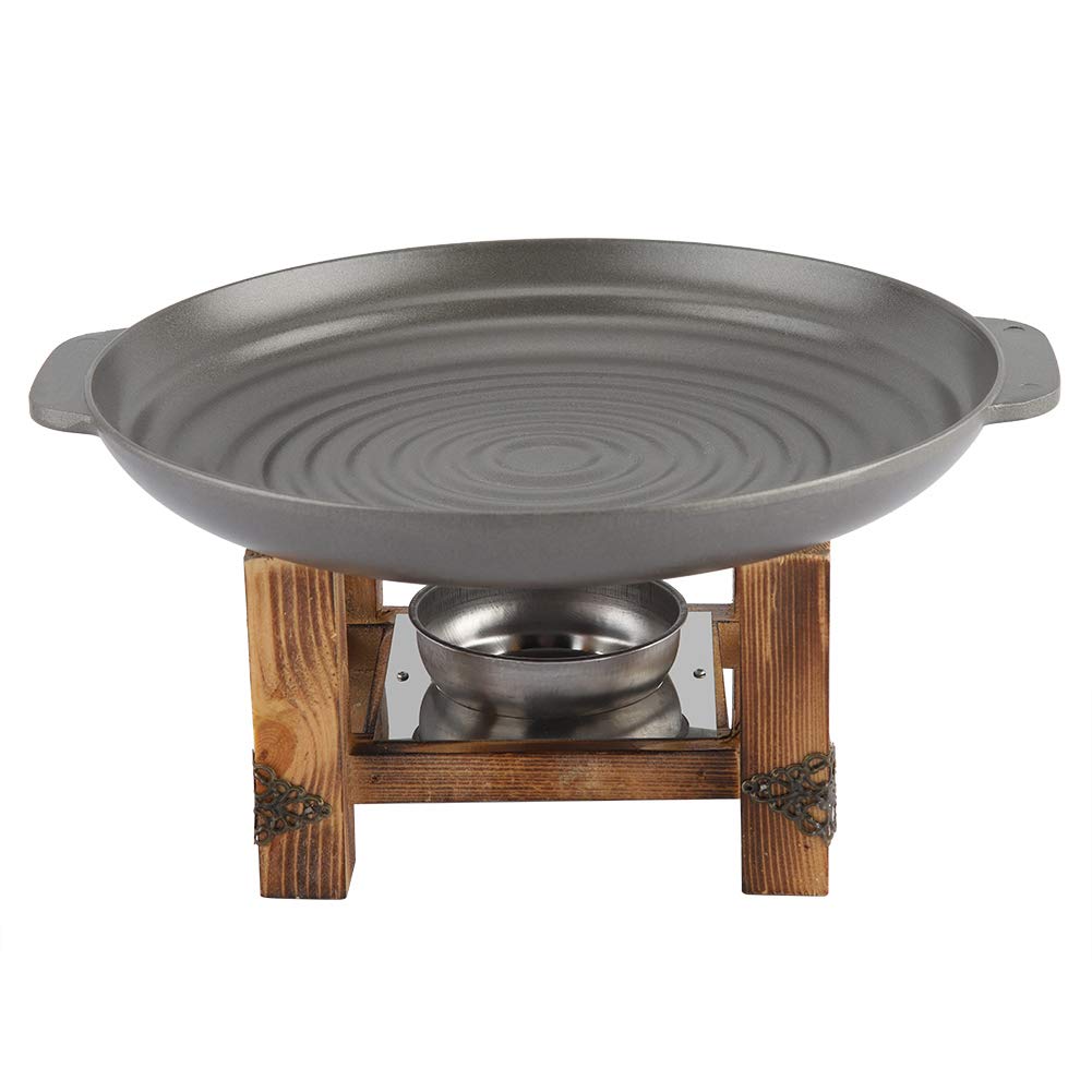 BBQ Round Roasting Tray, luminum Ceramic Plate Non Stick Grill Plate Barbecue Skewers Chafing Dish Party Buffet Pan Cookware for Barbecues, Camping, Durable and Reusable