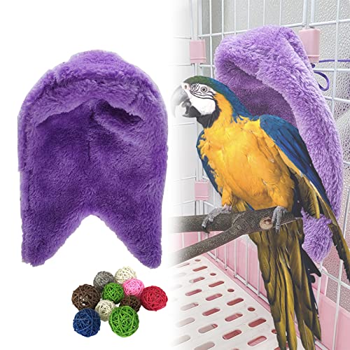 Dlfwltt Cozy Corner Fleece Bird Blanket Cozy Corner Cuddle Nest Hanging Toy Parrot Cage Snuggle Hut Warm Plush Bedding,Small Animals Shelter Plush Bedding for Parakeet Cockatiel Pigeon (Small,Purple)