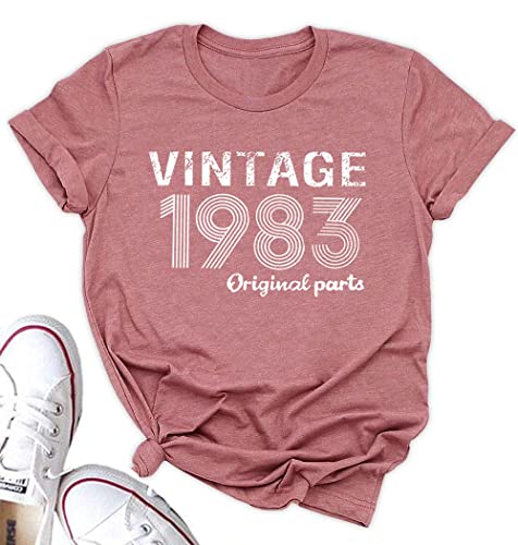 Vintage1983 Shirts for Women 40th Birthday Gifts T Shirts 1983 Birthday Gifts Idea Shirts Retro Birthday Party Idea Tops(Pink,M)