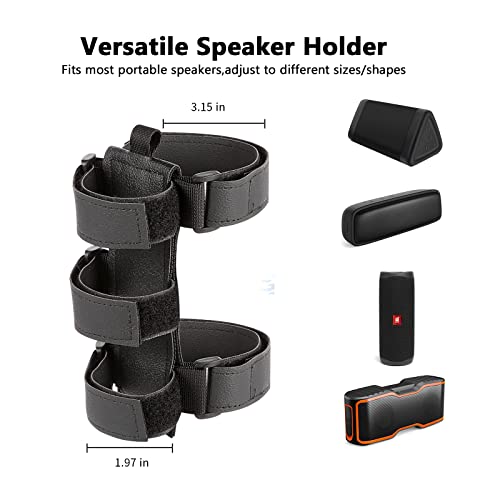 Caudblor Portable Bike Speaker Mount, Adjustable Wireless Speaker Strap, Premium Universal Bicycle Handlebar Sound Bar Holder with 2 Straps, for JBL Speakers/Water Bottle on Golf Cart/Boat