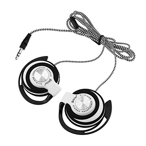 Gilroy Universal 3.5mm Plug Wired Sport Gaming Clip On Earphones Headphones Headset with Over-Ear Hooks for Smartphones Computer Tablet Laptop White