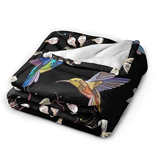 TEIKKIOP Hummingbird Flannel Blanket for Boys Girls Teens Soft Warm Throw Blanket for Home Office Bedroom 60 X 50 Inches