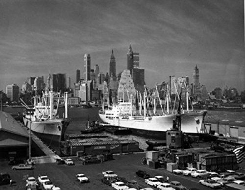 Posterazzi USA New York City container ships at commercial dock 1970s Poster Print, (24 x 36)