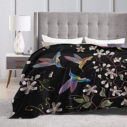 TEIKKIOP Hummingbird Flannel Blanket for Boys Girls Teens Soft Warm Throw Blanket for Home Office Bedroom 60 X 50 Inches