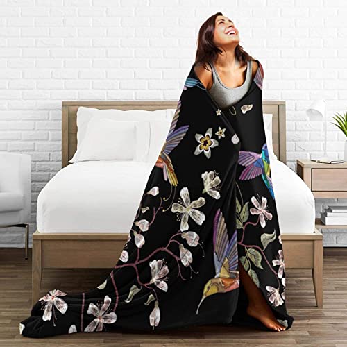 TEIKKIOP Hummingbird Flannel Blanket for Boys Girls Teens Soft Warm Throw Blanket for Home Office Bedroom 60 X 50 Inches
