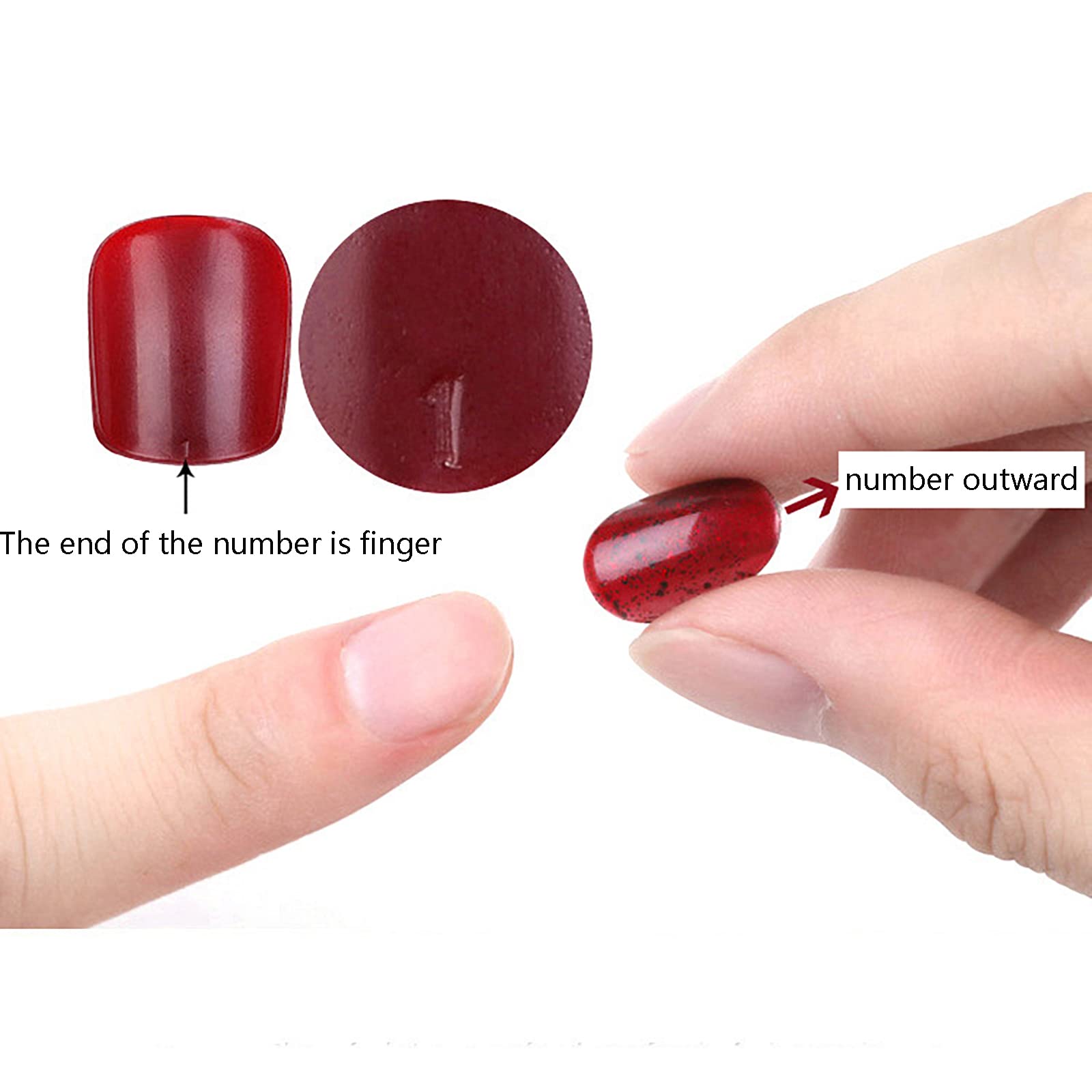 Red Press on Nails Square Fake Nails Short Glossy False Nails Natural Shape Acrylic Nails Pre-glued Full Cover Nails Uñas Postizas for Women and Girls 24PCS
