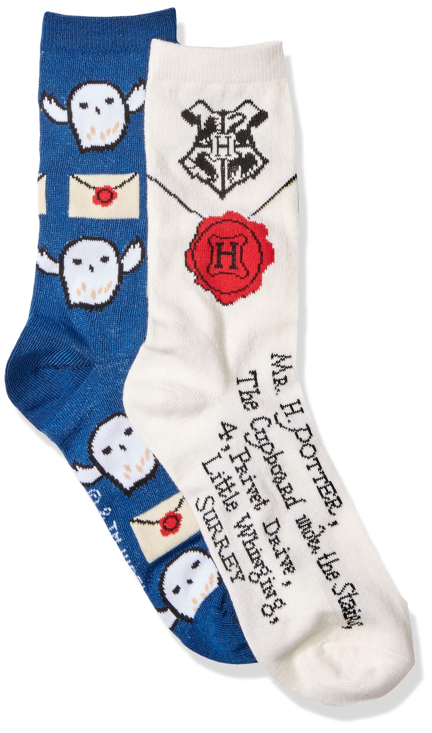 Harry Potter Hedwig Letter to Hogwarts Juniors/Womens Crew Socks 2 Pair Pack 4-10