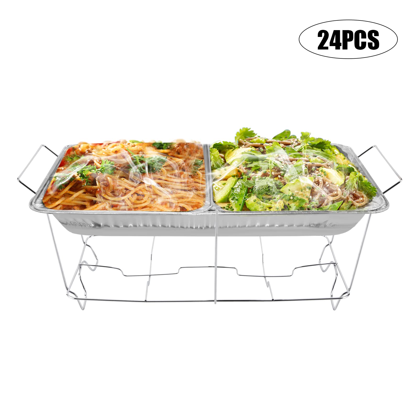 24 Pack Full Size Racks Buffet Stand Wire Racks, Chafing Wire Rack for Dish Warmer for Dish Serving Trays Birthday Wedding Picnic Parties,or Events