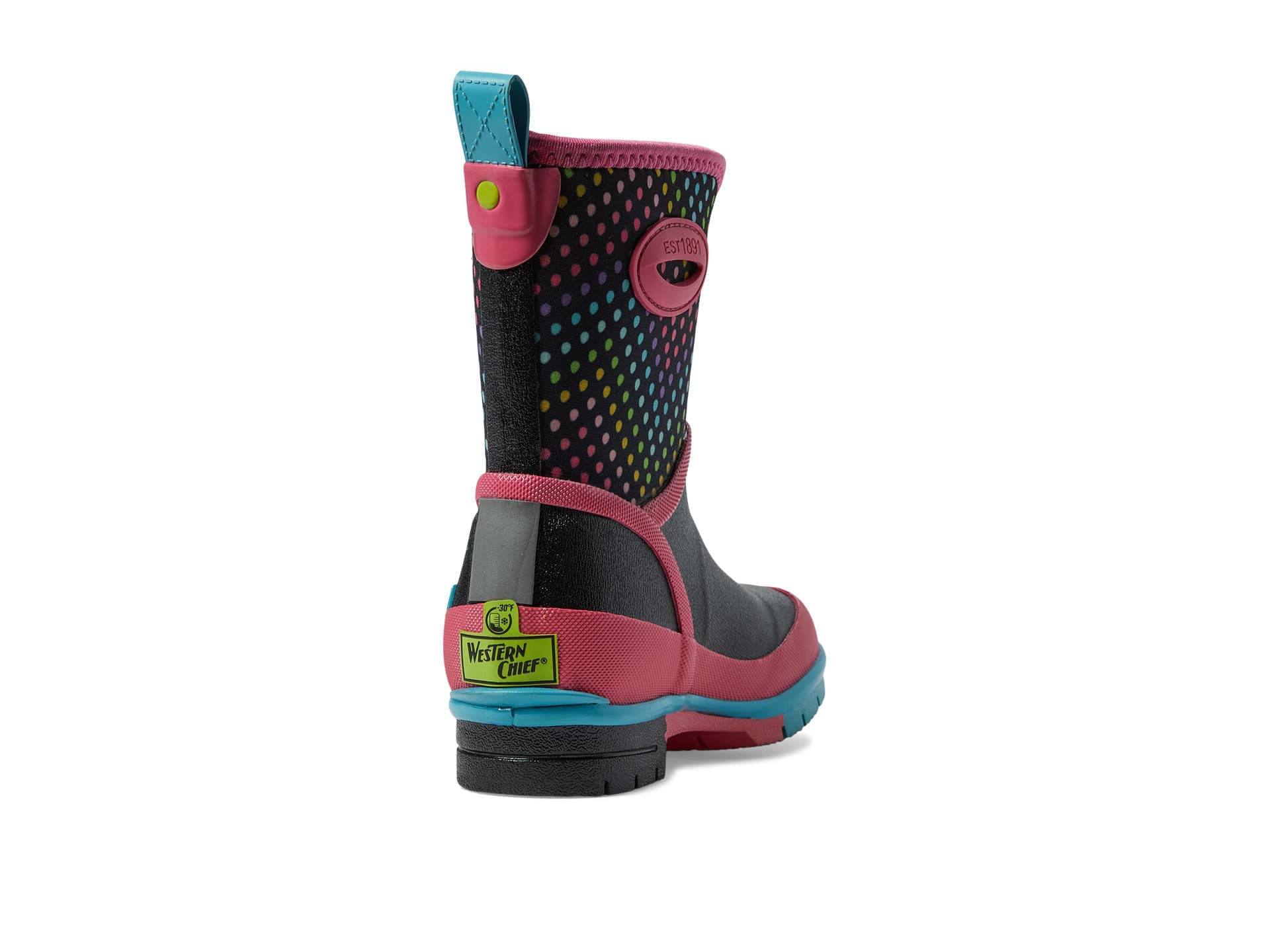 Western Chief Girl's Cold Rated Neoprene Boots (Toddler/Little Kid/Big Kid) Rainbow Wave 2 Little Kid M