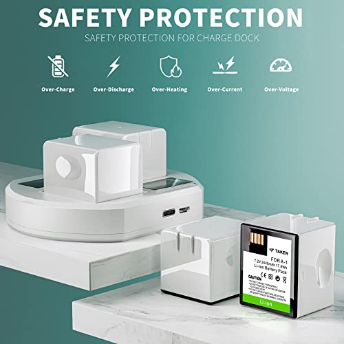 TAKEN Arlo Batteries, 4-Pack Arlo Pro Battery with Dual Arlo Battery Charger Station for Arlo Pro and Arlo Pro 2 Surveillance Camera 7.2V 2440mAh(NOT Compatible with Arlo Ultra 2, Arlo Pro 3)