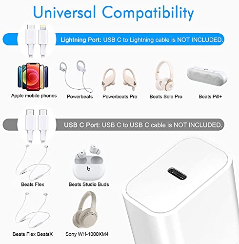USB-C Beats Earbuds Power Adapter - for Beats Powerbeats Pro, Beats Studio Buds, Beats Flex, Beats Fit Pro (x Kim Kardashian) New Beats Accessories Type C Wall Charger Charging Block(White)