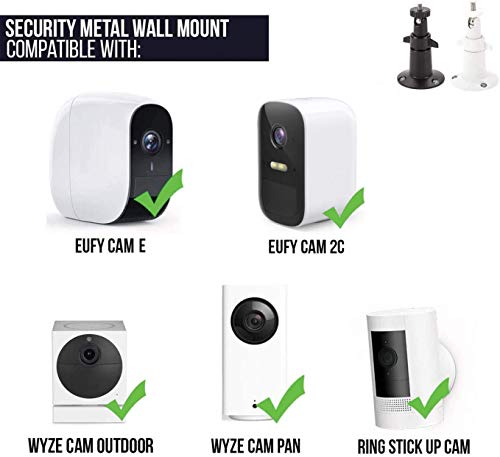 Wasserstein Adjustable Indoor/Outdoor Security Metal Wall Mount Compatible with Arlo Pro/Pro 2/Pro 3/Ultra/Ultra 2, & Others - Ring Stick Up Cam Battery, eufyCam E/2C (2 Pack, White)