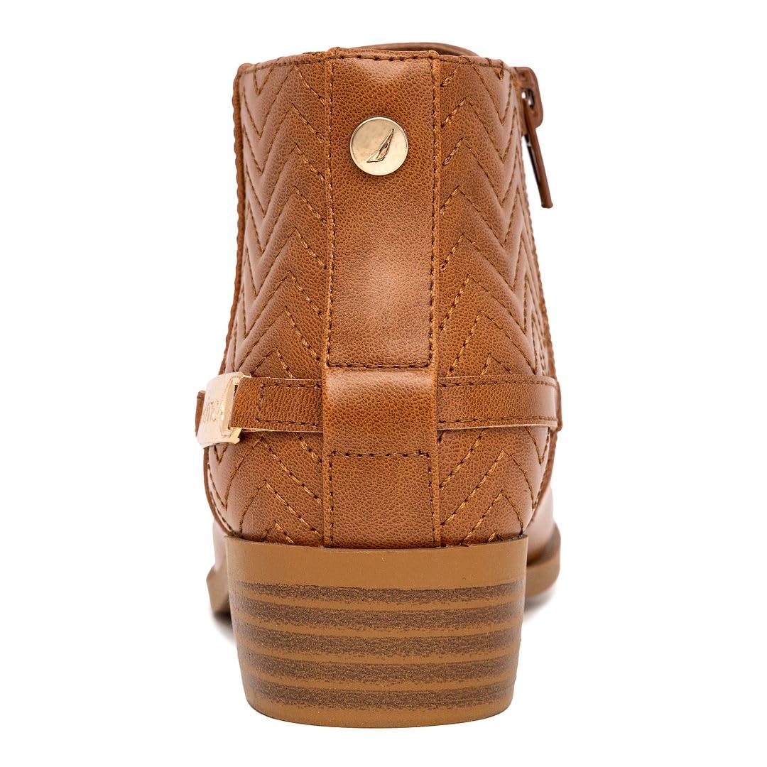 Nautica Kids Girls Ankle Bootie With Side Buckle and Zipper, Dress Boot -For Youth -Anper-Tan -2