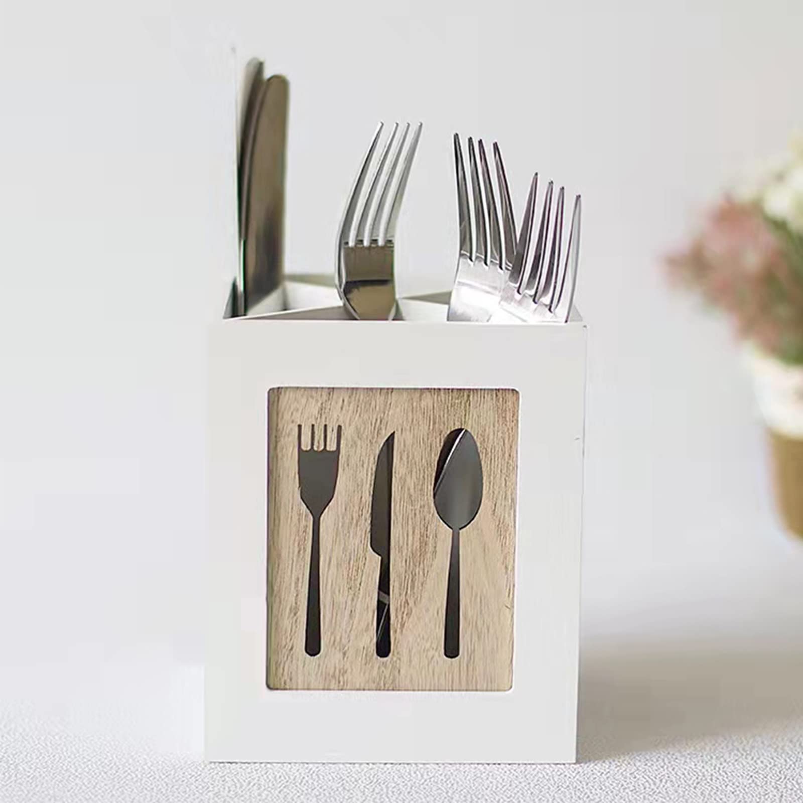 Decorative Wooden Knife and Fork Box Household Decoration Tableware Storage Ornaments