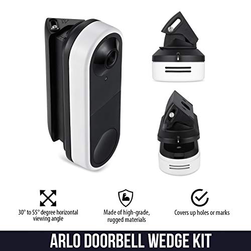 Wasserstein 30° to 55° Horizontal Wedge Wall Mount Compatible with Arlo Essential Wired Video Doorbell - Flexible Mounting Options (Black) (NOT Compatible with Essential Arlo Doorbell Wire-Free)