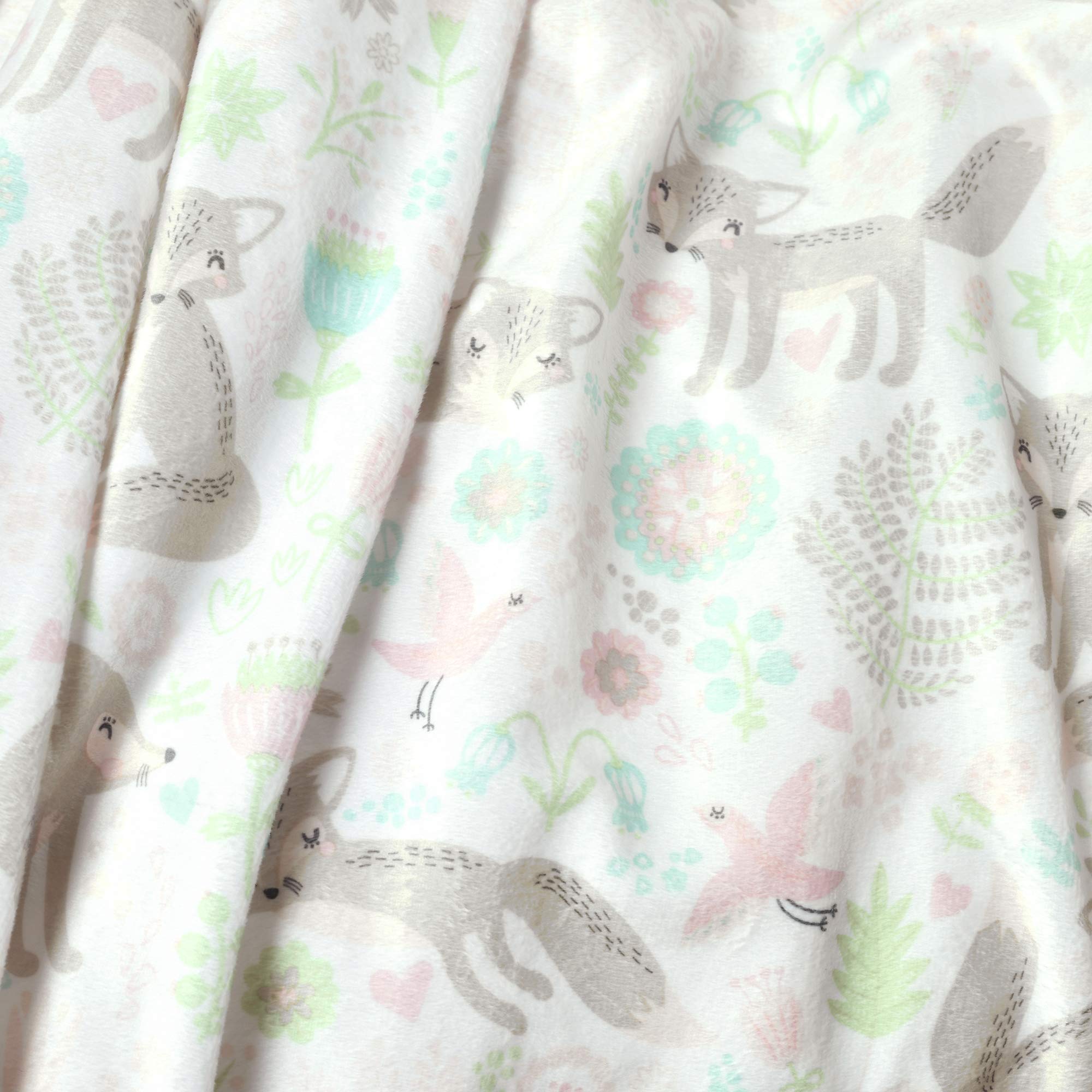 Lush Decor Pixie Fox Soft Sherpa Baby Blanket, 30" W x 40" L, Multi - Floral & Fox Blanket - Reversible Fleece Blanket for Baby or Toddler - Baby Shower Presents - Woodland Nursery Decor