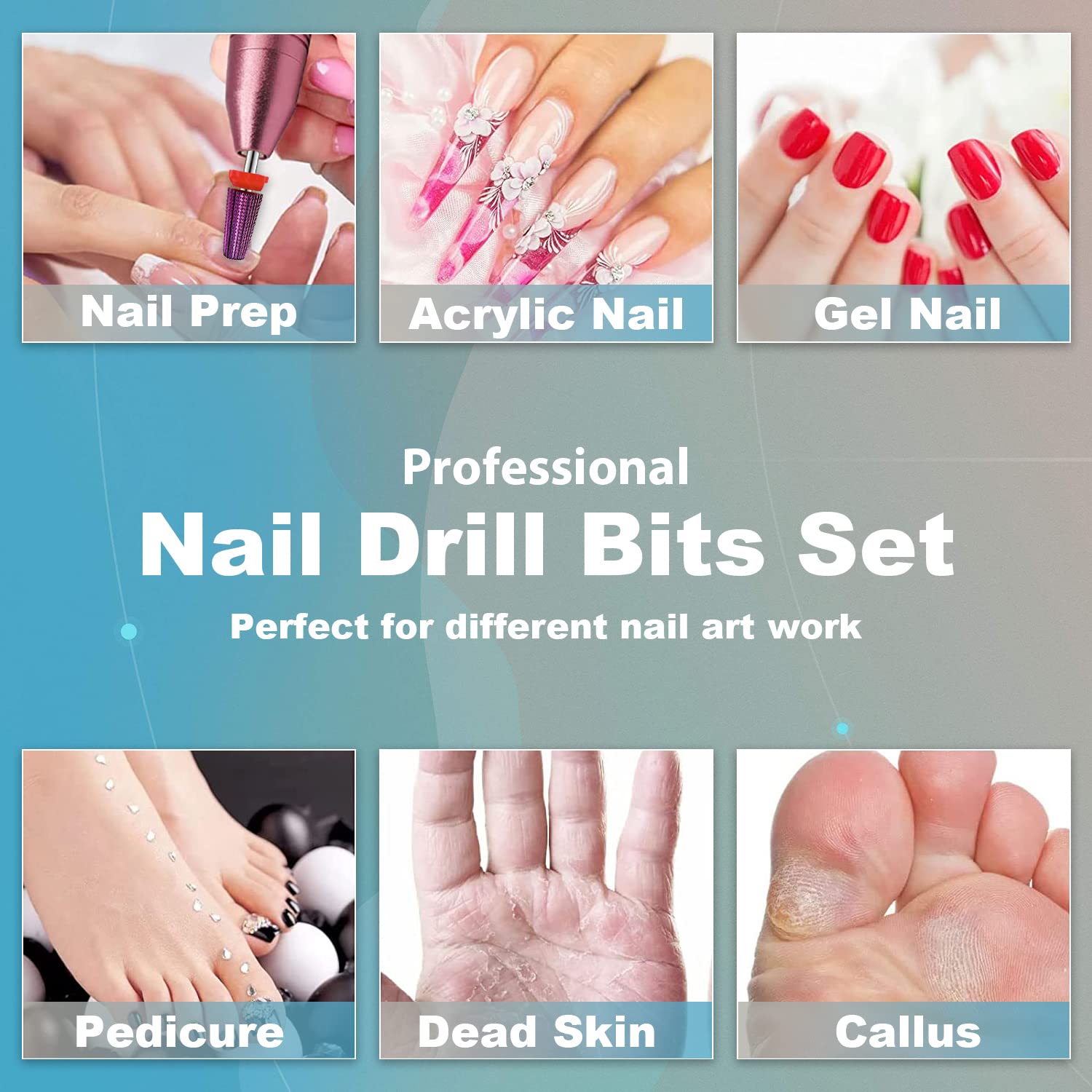 3Pcs Carbide 5 in 1 Nail Drill Bit Set- Two Way Rotate Use for Both Left and Right Handed- XF, F, M 3/32 Inches Brocas Para Drill Nails for Acrylic Nail Gel Fast Remove