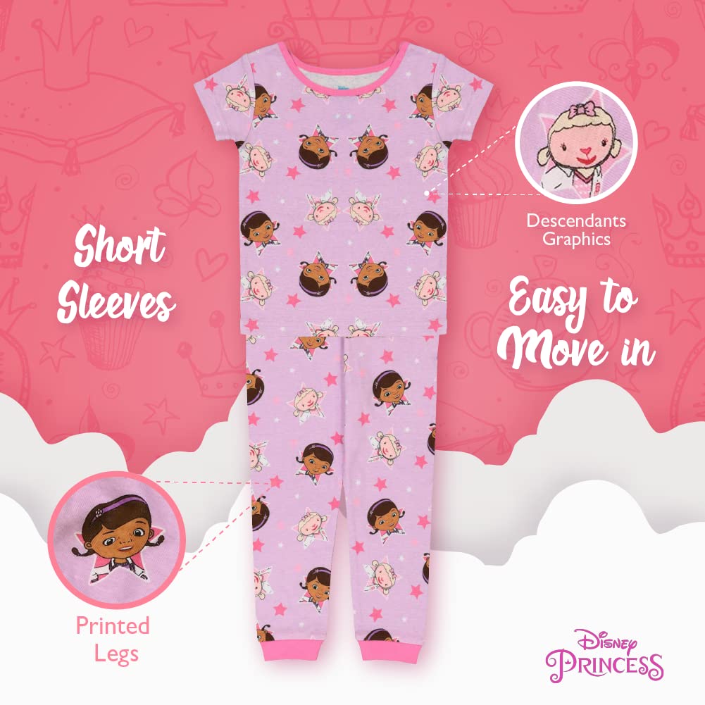 Disney Girls' Doc McStuffins 4-Piece Snug-Fit Cotton Pajamas Set, Doc's Uniform Lambie, 2T