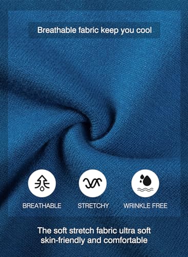 JMIERR Mens Pullover Knitted V Neck Long Sleeve Argyle Sweater, US 43(L), Sky Blue