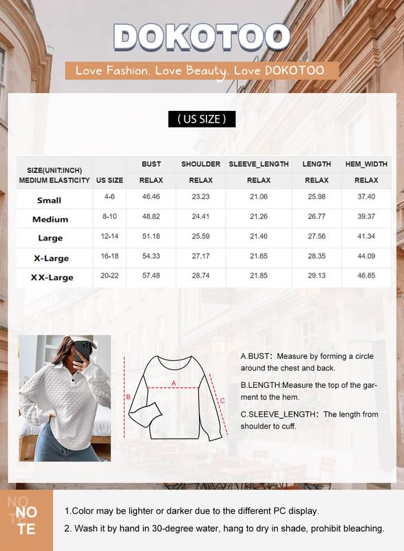 Dokotoo Womens Waffle Knit Tops Loose White Plus Size Oversized Sweatshirt for Women 2025 Fashion Fall Trendy Quarter Button V Neck Casual Patchwork Pullover Sweatshirts Shirts XXLarge