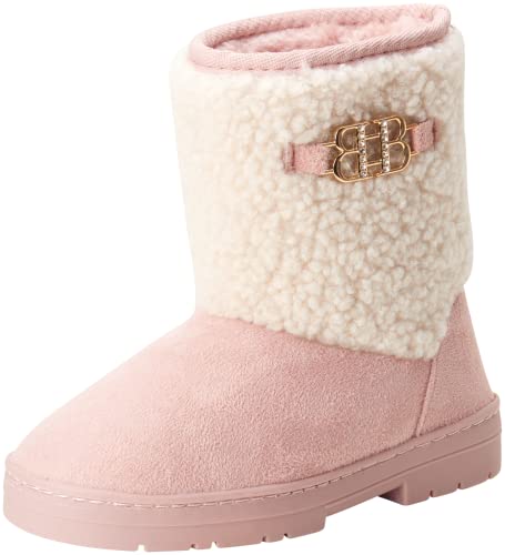 bebe Girls' Winter Boots - Microsuede Boots with Faux Fur Shearling Ankle Cuffs, Size 2 Little Kid, Blush