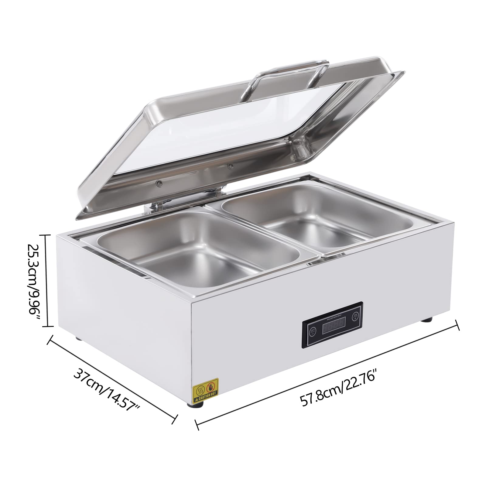 NeNchengLi Electric Chafing Dish Buffet Set 9QT Half-Size Buffet Warmer Chafing Server Set, Stainless Steel Catering Food Warmer Rectangular Chafer, Party Catering Tray W/Lid